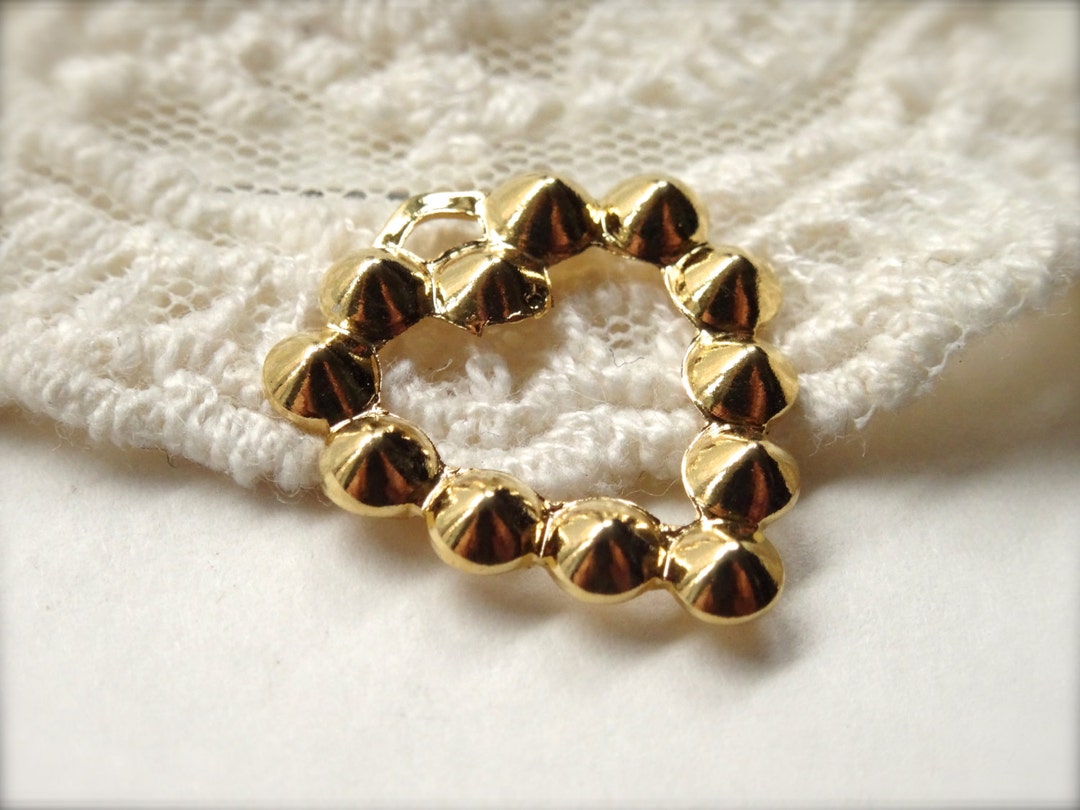6- Spike Heart Charms Golden One Sided Hearts Punk Style 1 Loop Heart ...