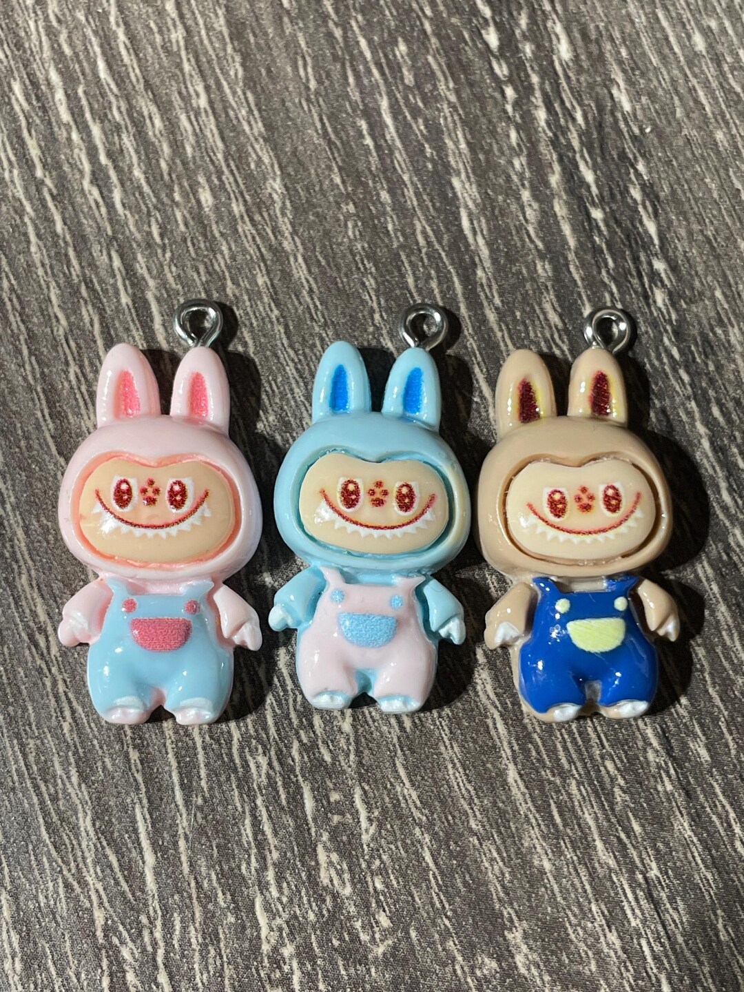 3- Painted Resin Cartoon Troll Rabbit Face Large Costumed Doll Charms ...