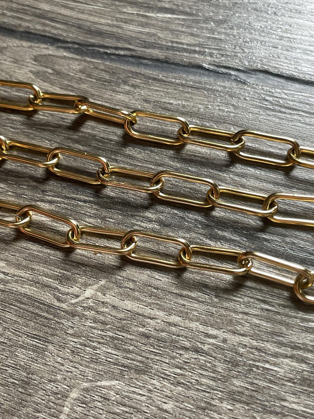 2 Feet Paper Clip Chain Linked Jewelry Making Supplies Gold Metal Key ...