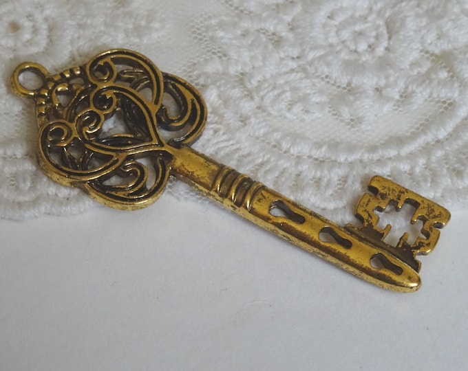 1 Skeleton Key Pendant Large Vintage Style Antique Bronze Victorian ...