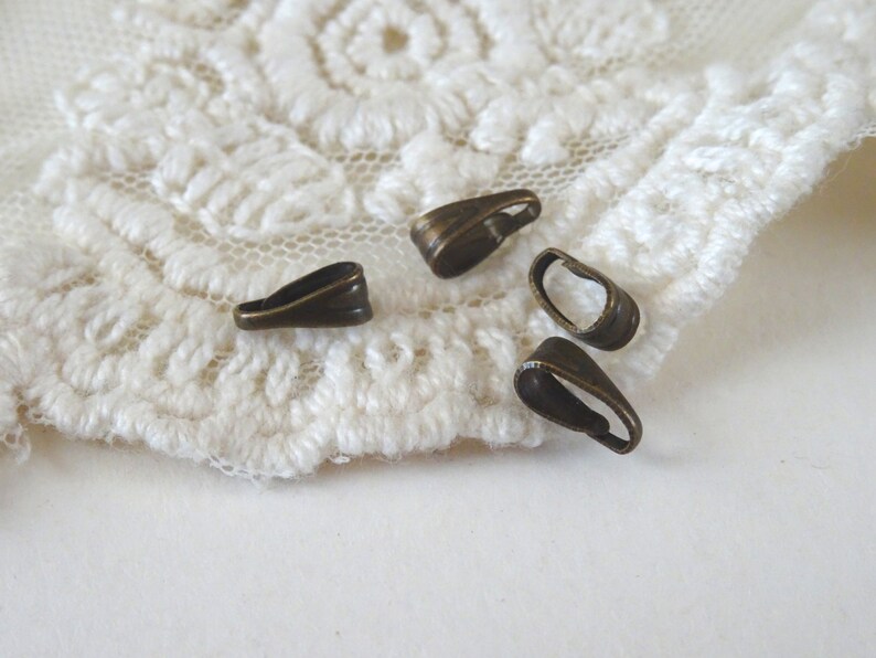 20 Bail Pendant Connectors Bronze Clasps Pinch Clip Bail - Etsy