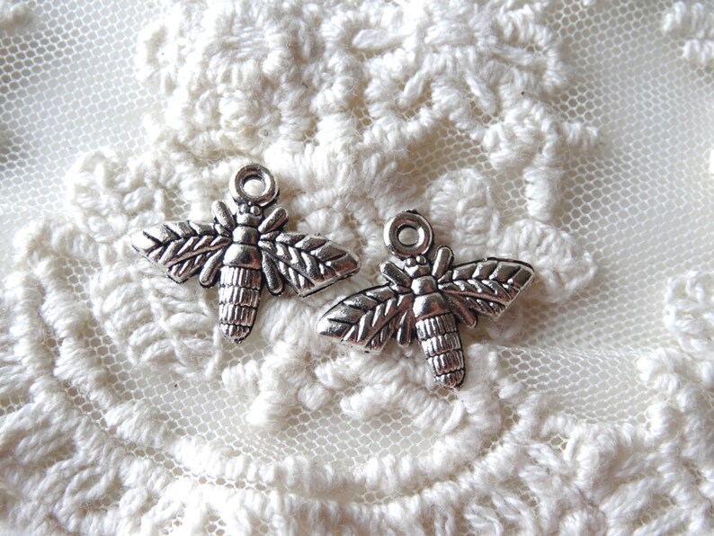 6 Silver Wasp Charms Winged Flying Insect Miniature Bug 1 - Etsy