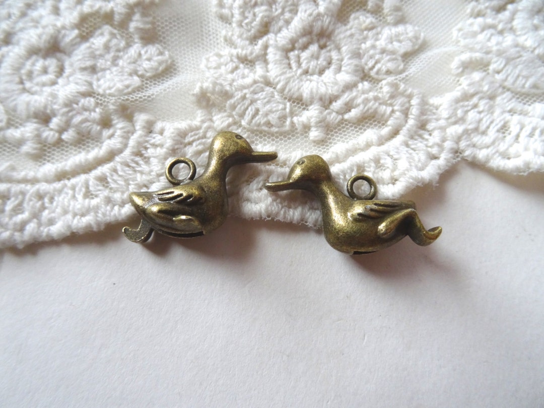 4- Swimming Duck Charms 3D Duckling Vintage Bronze Metal Mallard ...