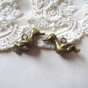 4- Swimming Duck Charms 3D Duckling Vintage Bronze Metal Mallard ...