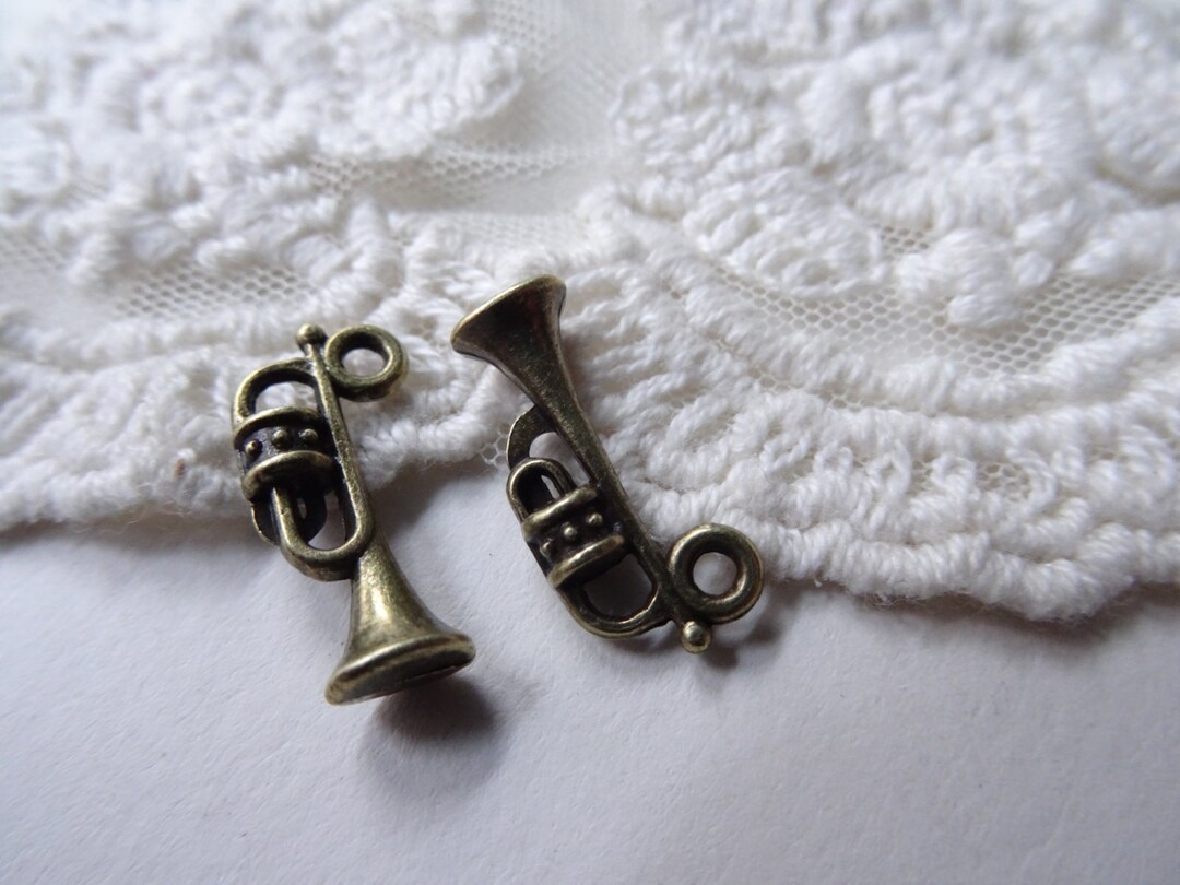 8- Trombone Musical Charms Miniature 3D Instrument Charms Bronze Horn ...