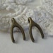 8- Wish Bone Charm Bronze Boho Miniature Wshbone Superstitious Symbolic ...