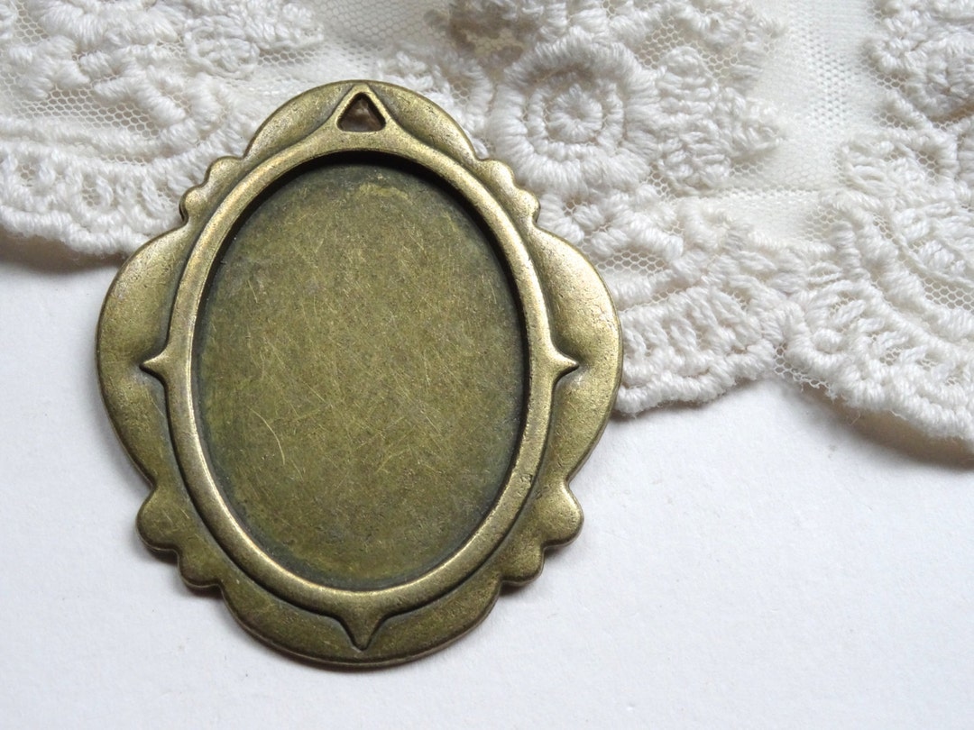 2 Large Cabochon Setting Holder Oval Display Pendant Cab Setting 29 X ...