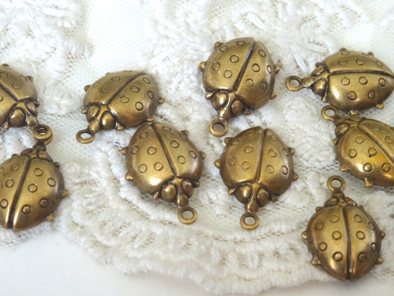4 Vintage Lady Bug Charms Antique Gold Small 3D Insect - Etsy