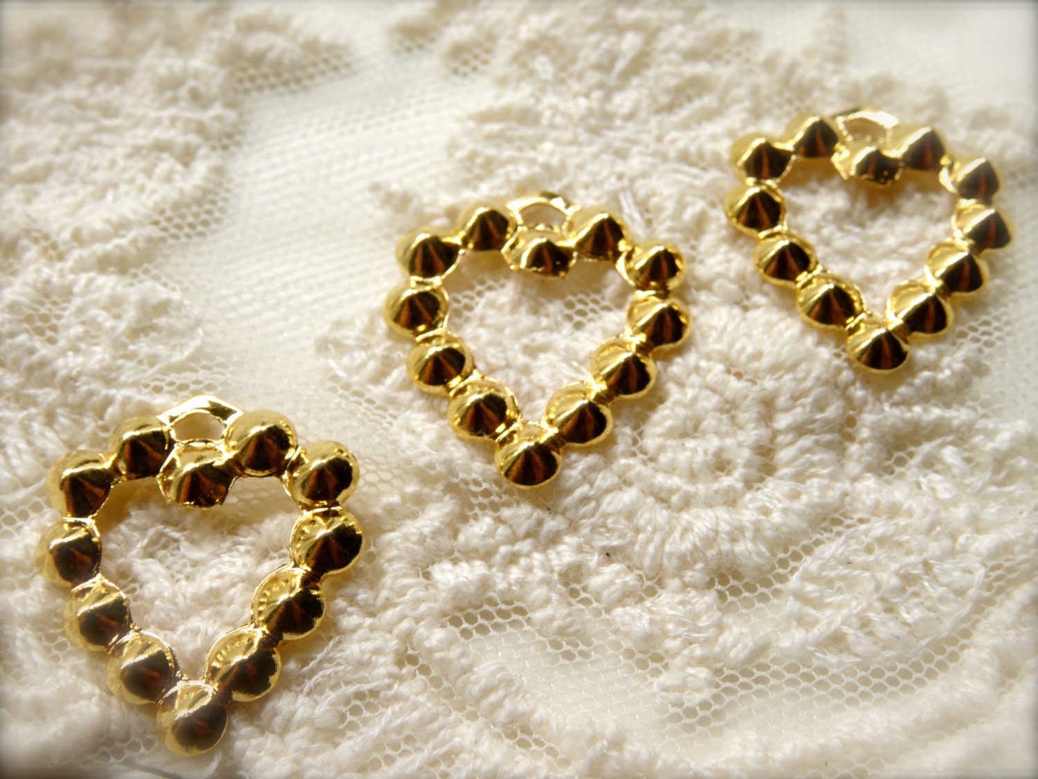 6 Spike Heart Charms Golden One Sided Hearts Punk Style 1 | Etsy