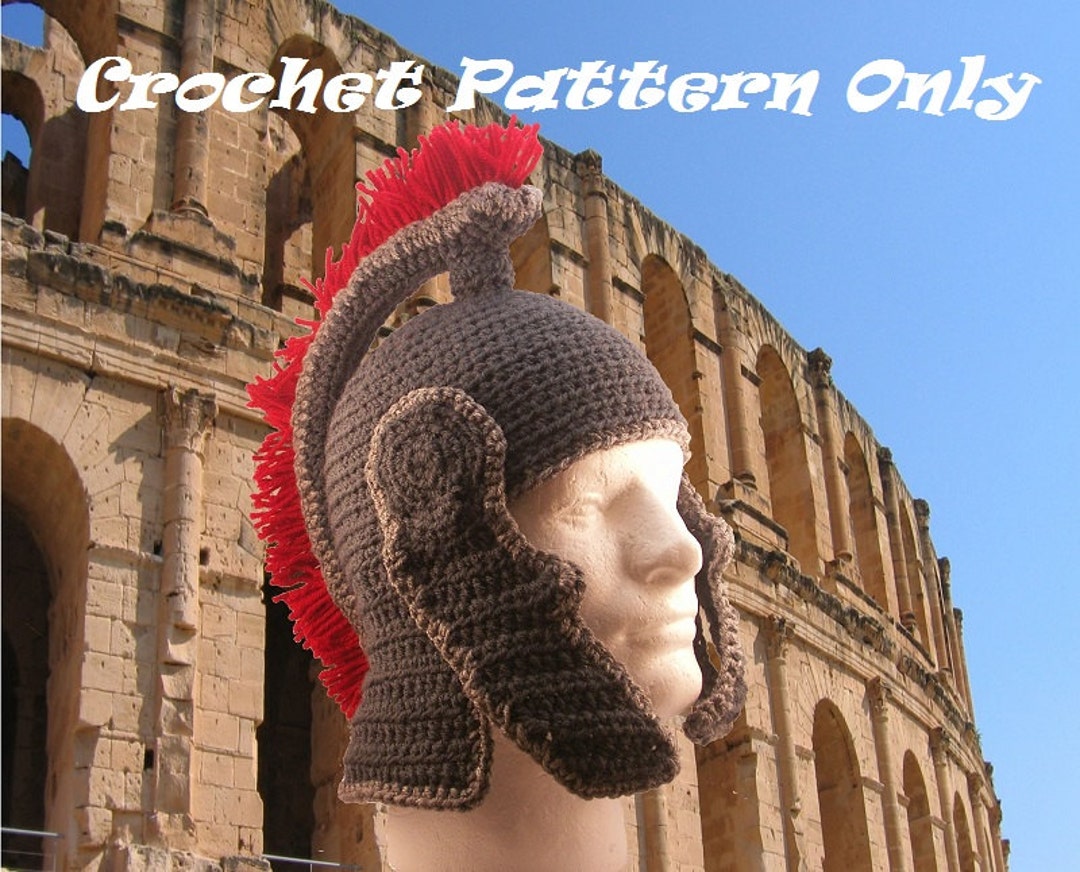 Roman Helmet With Chin Guards and Fringed Crest - Crochet - PATTERN ...