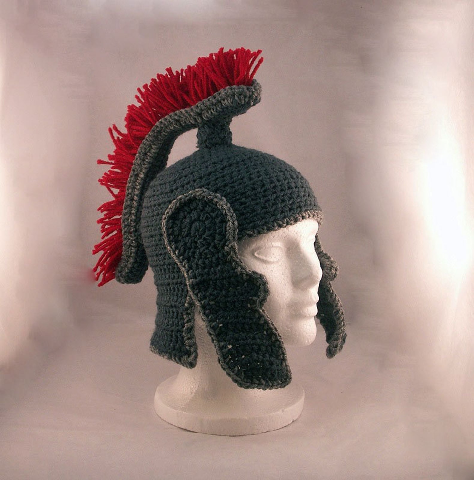 Roman Helmet With Chin Guards and Fringed Crest - Crochet - PATTERN ...