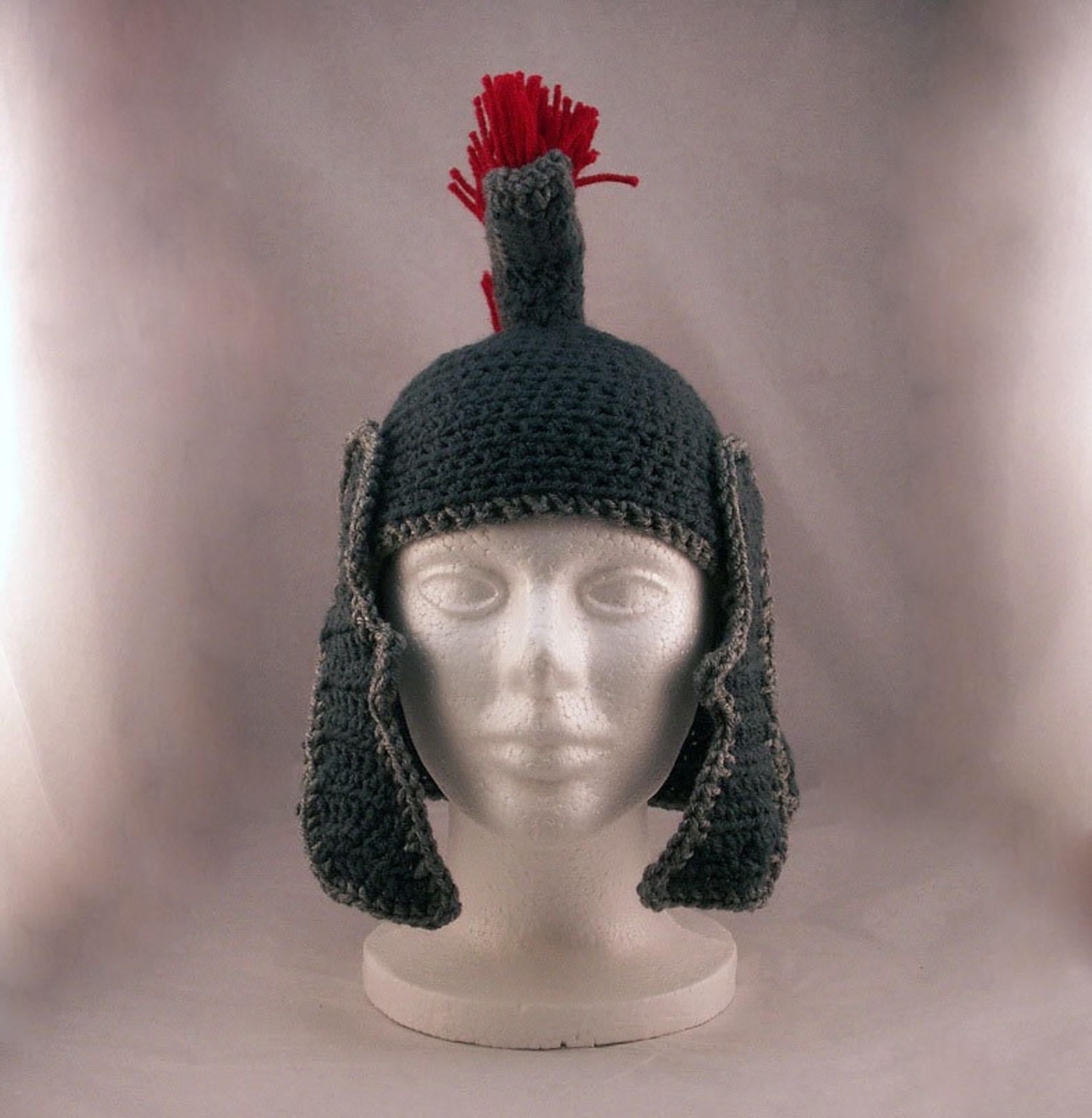 Roman Helmet With Chin Guards and Fringed Crest - Crochet - PATTERN ...