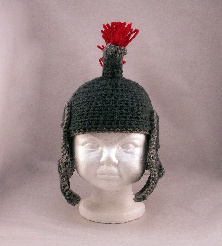 Roman Helmet With Chin Guards and Fringed Crest - Crochet - PATTERN ...
