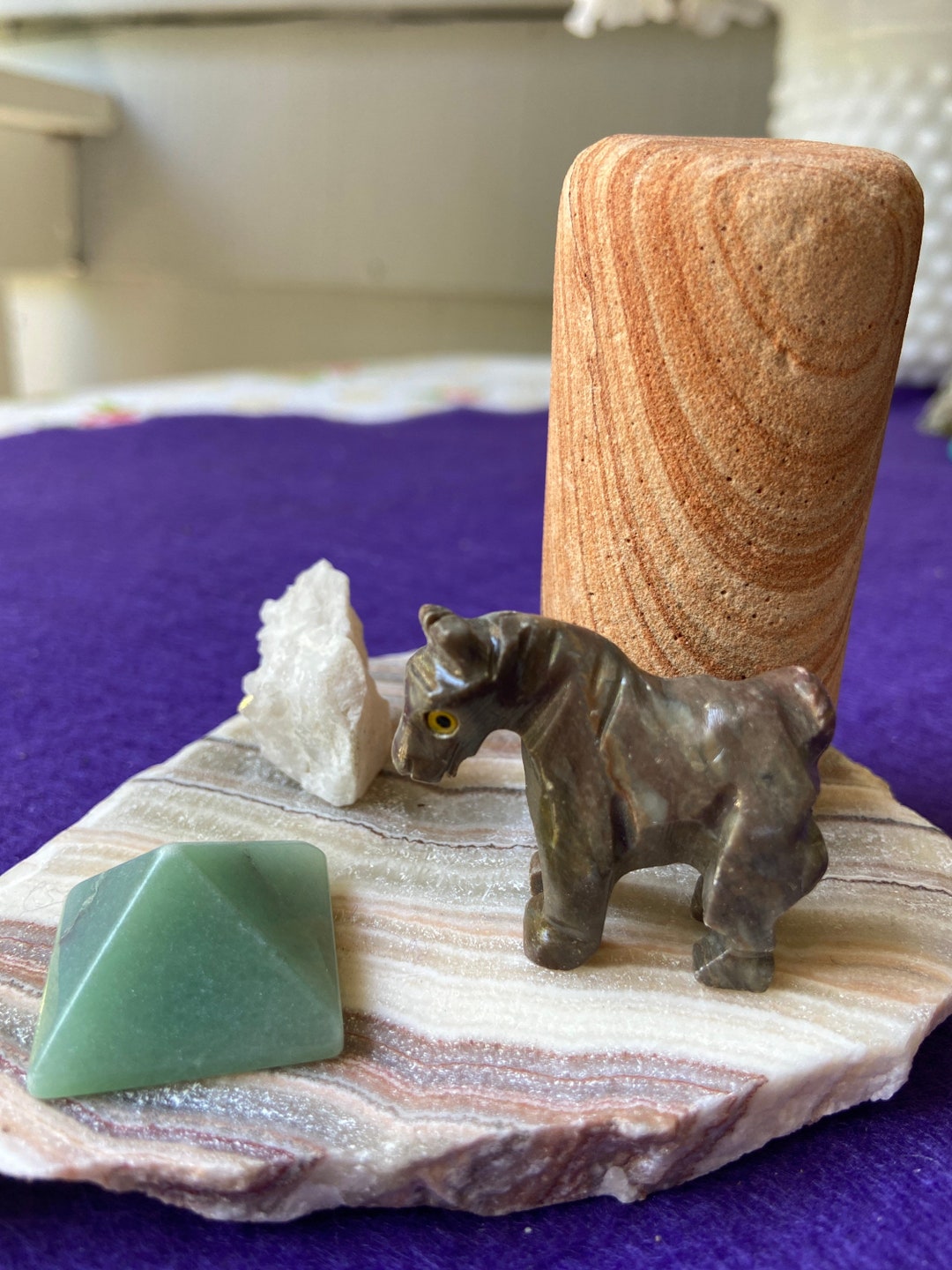 Horse Crystal Figurine Bundle - Soapstone, Sandstone, Quartz, Green ...