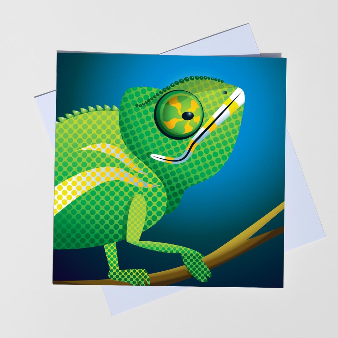 Chameleon Portrait Blank Greeting Card - Etsy