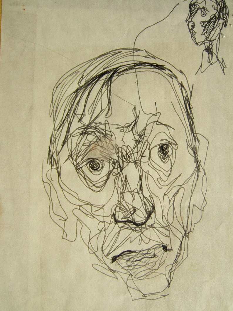 Double Faces; Pen and Ink Drawing; Very Rare, ORIGINAL Piece, Very Rare ...