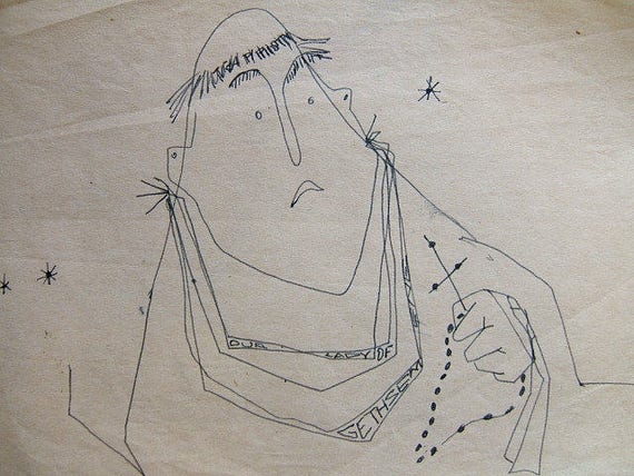 The Friar a Monklike Figure Ink Drawing by D Messenger the | Etsy