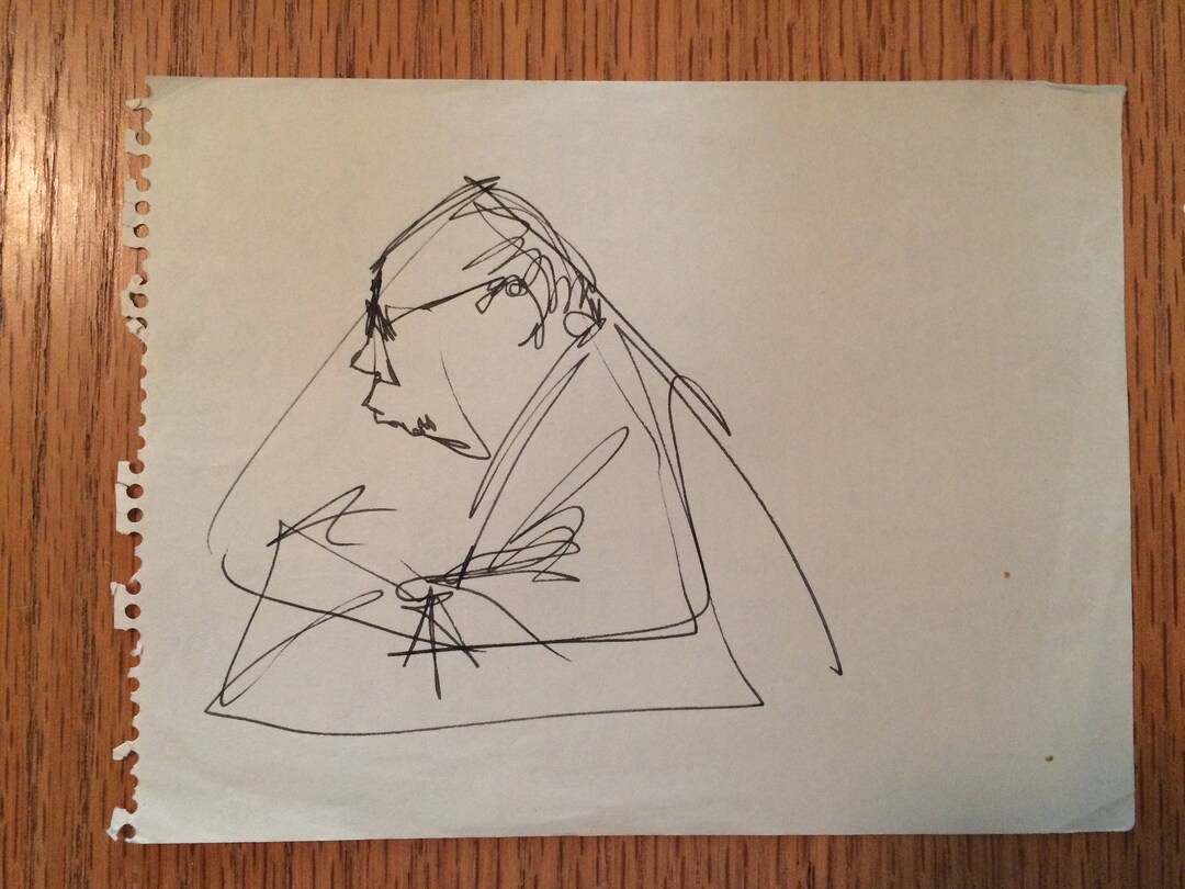 The Triangle Man, Original, Cute Small Ink Drawing. 4 X 6" Sketch Pad ...