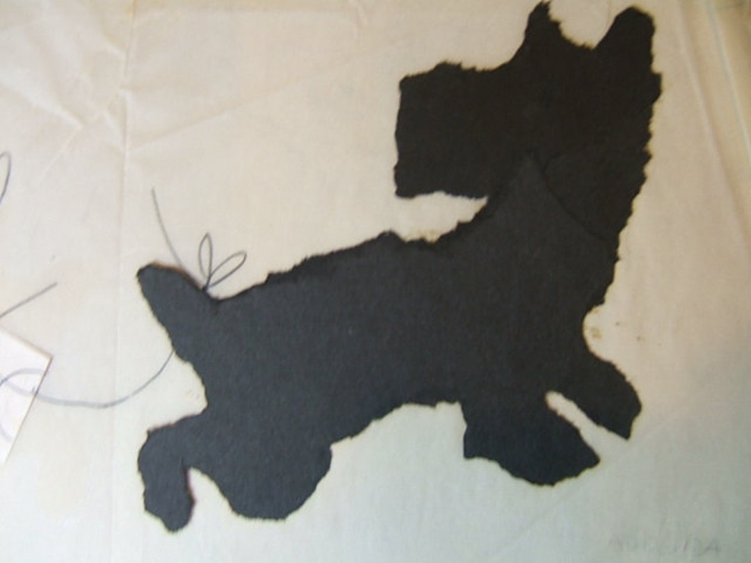 TERRIER - Black Scotty, Torn Paper Piece, a Copy of Original, on 8. 5 X ...