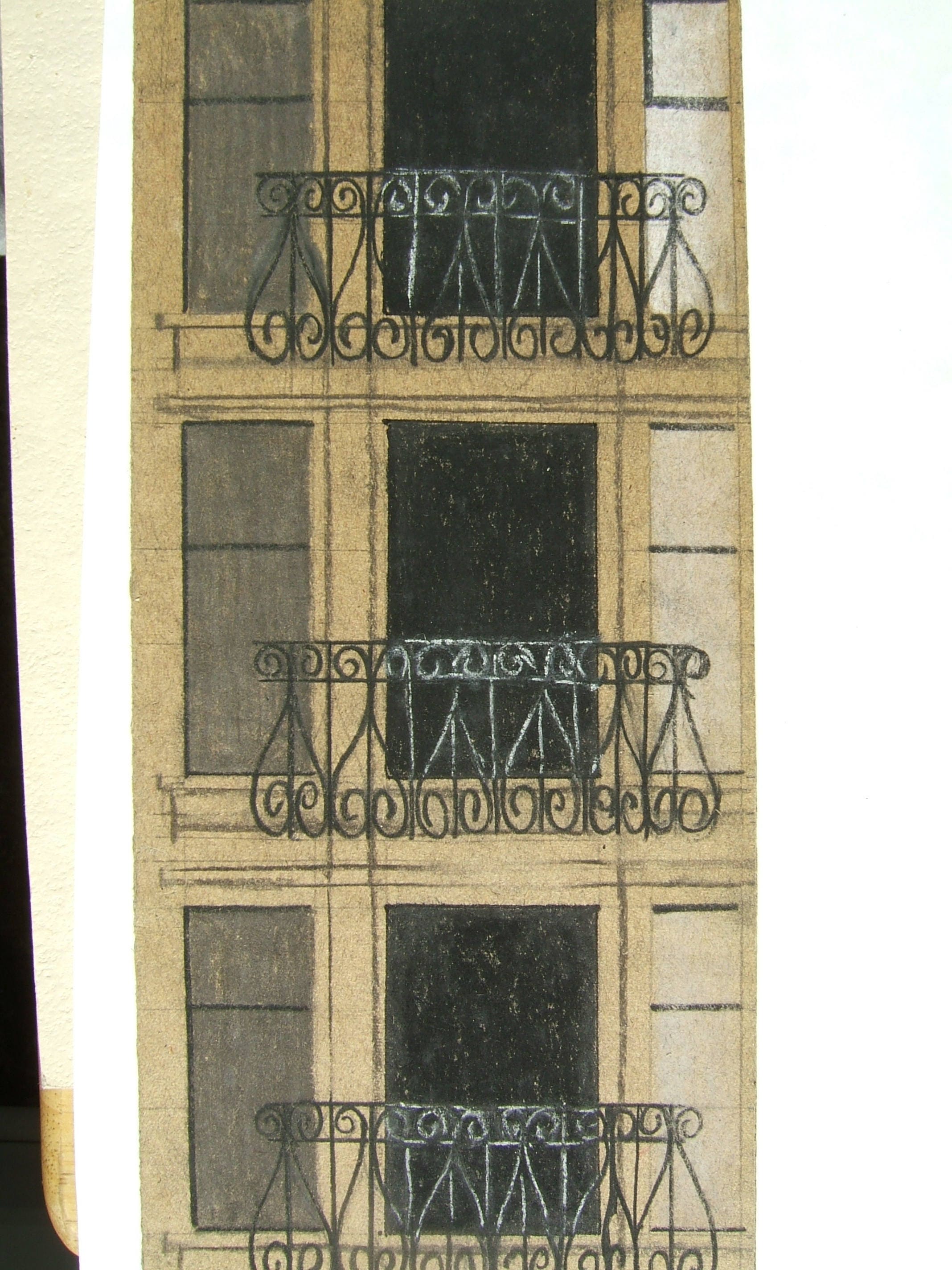 Balcony Piece, Paper Art by Dorothy Messenger, With Borders for Framing ...