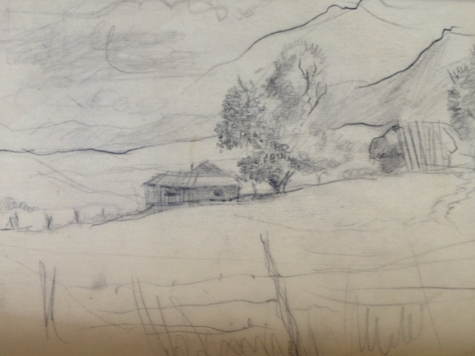 Unknown Landscape. Pencil Drawing Copy Faint Fragile Very - Etsy