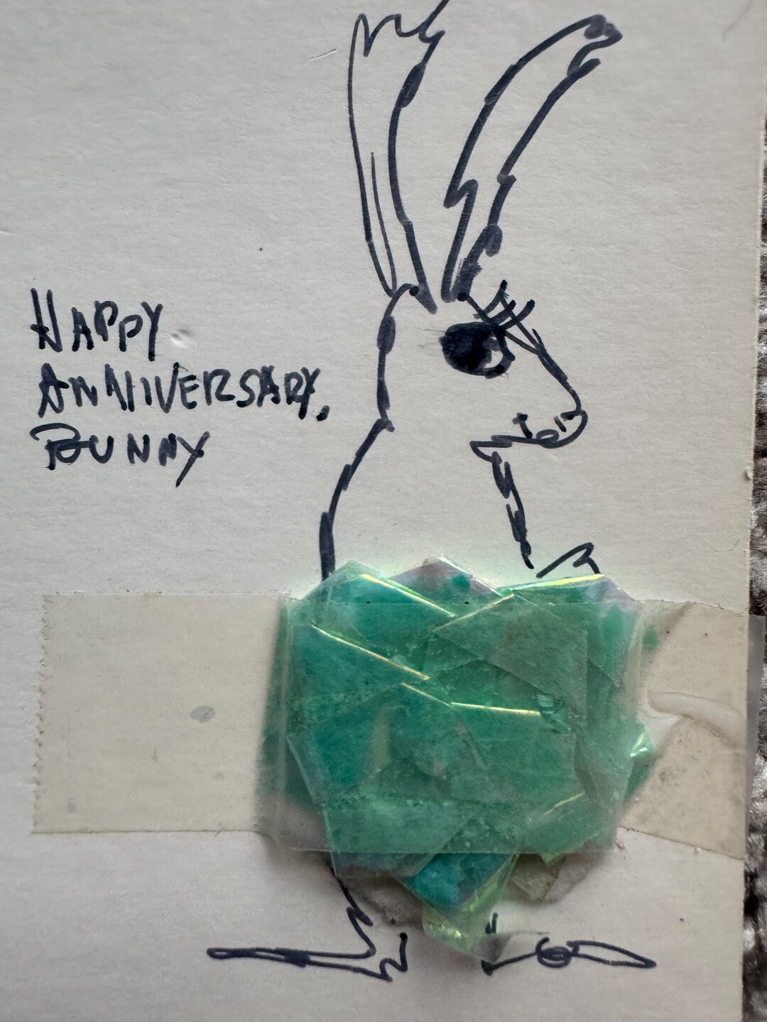 Cute Bunny in Skirt, Green and Black Ink Bunny for Easter or Romantic ...