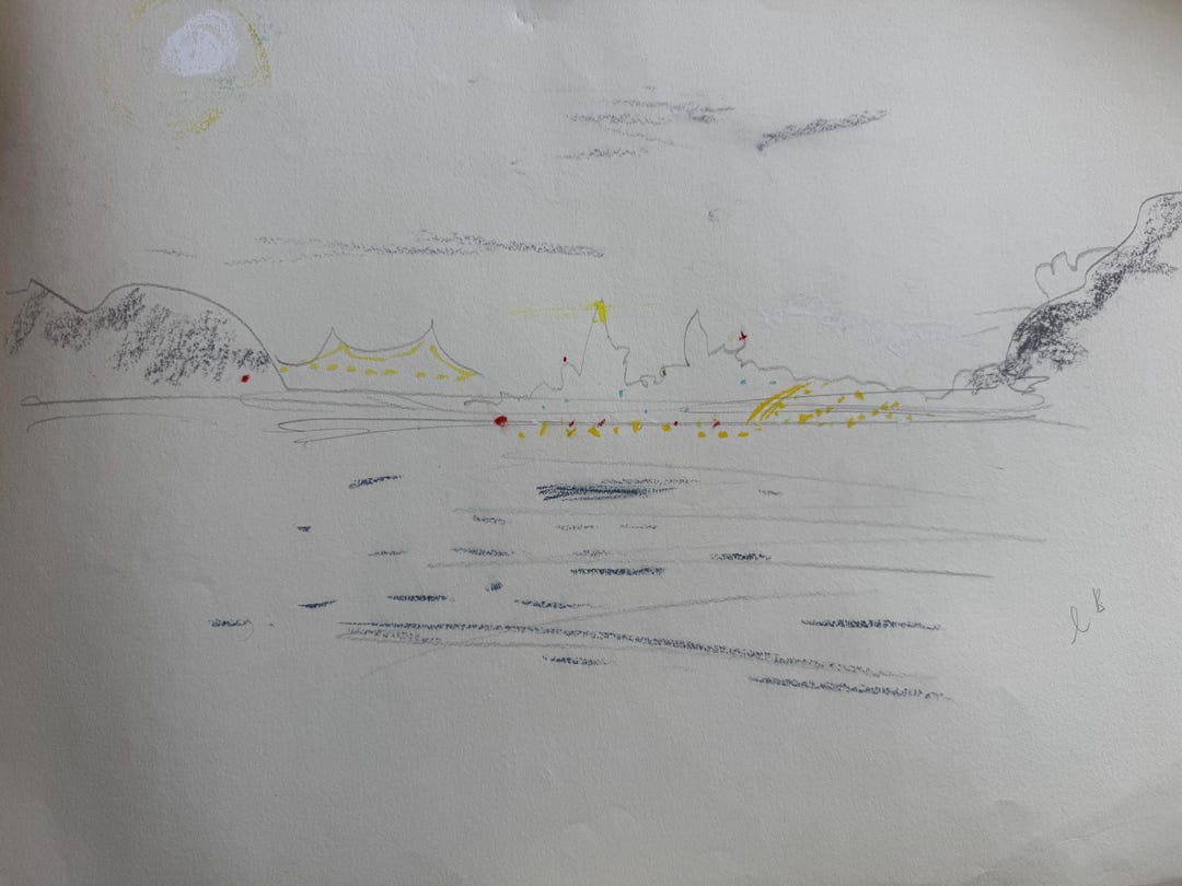 Nice Landscape, SF Landscape View, Color Pencial, Original, About 19" X ...