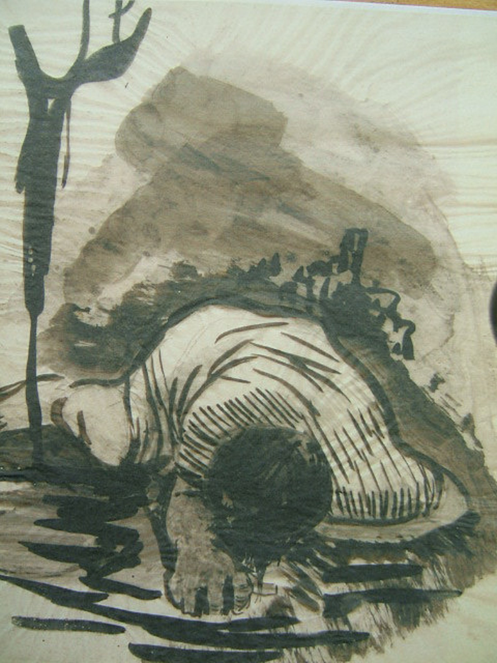 Oh the Fallen Man Number Three, Ink Drawing. Copy of Tissue Paper ...
