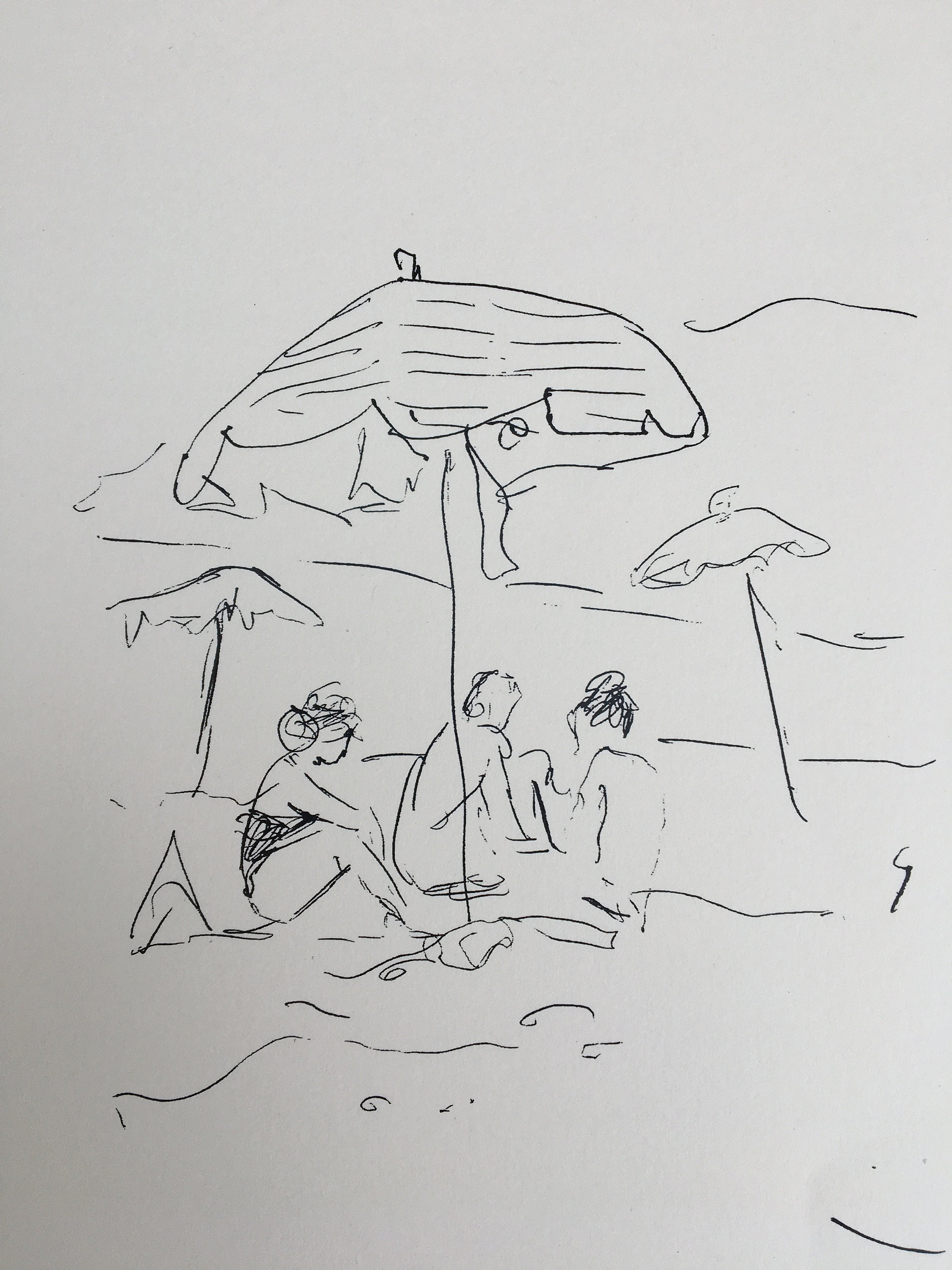 Turkish Beach People, Pencil Sketch by D. Messenger, Copy of Original ...