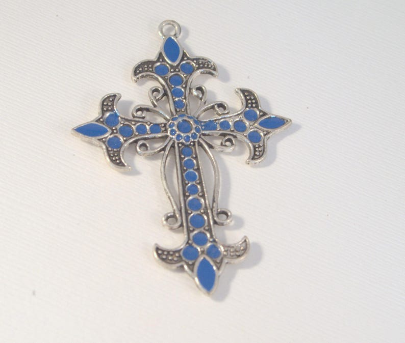 Antique Silver and Enamel Ornate Cross Pendant Silver Plated Cross ...