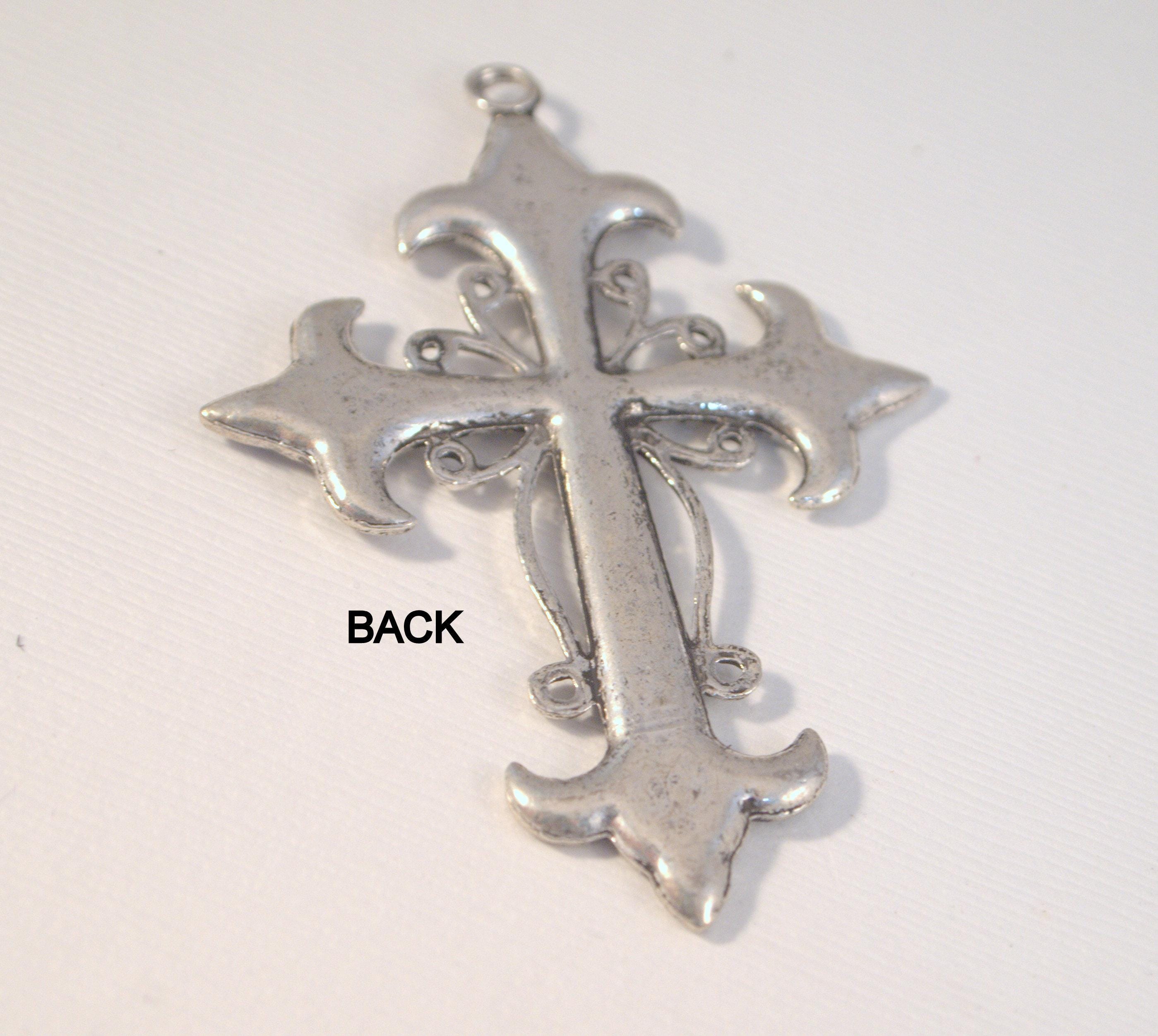 Antique Silver and Enamel Ornate Cross Pendant Silver Plated Cross ...
