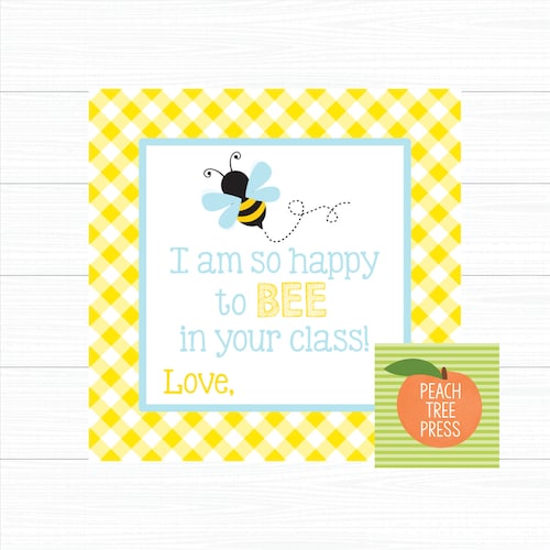 Back to School Teacher Printable Gift Tag Happy to Bee in - Etsy