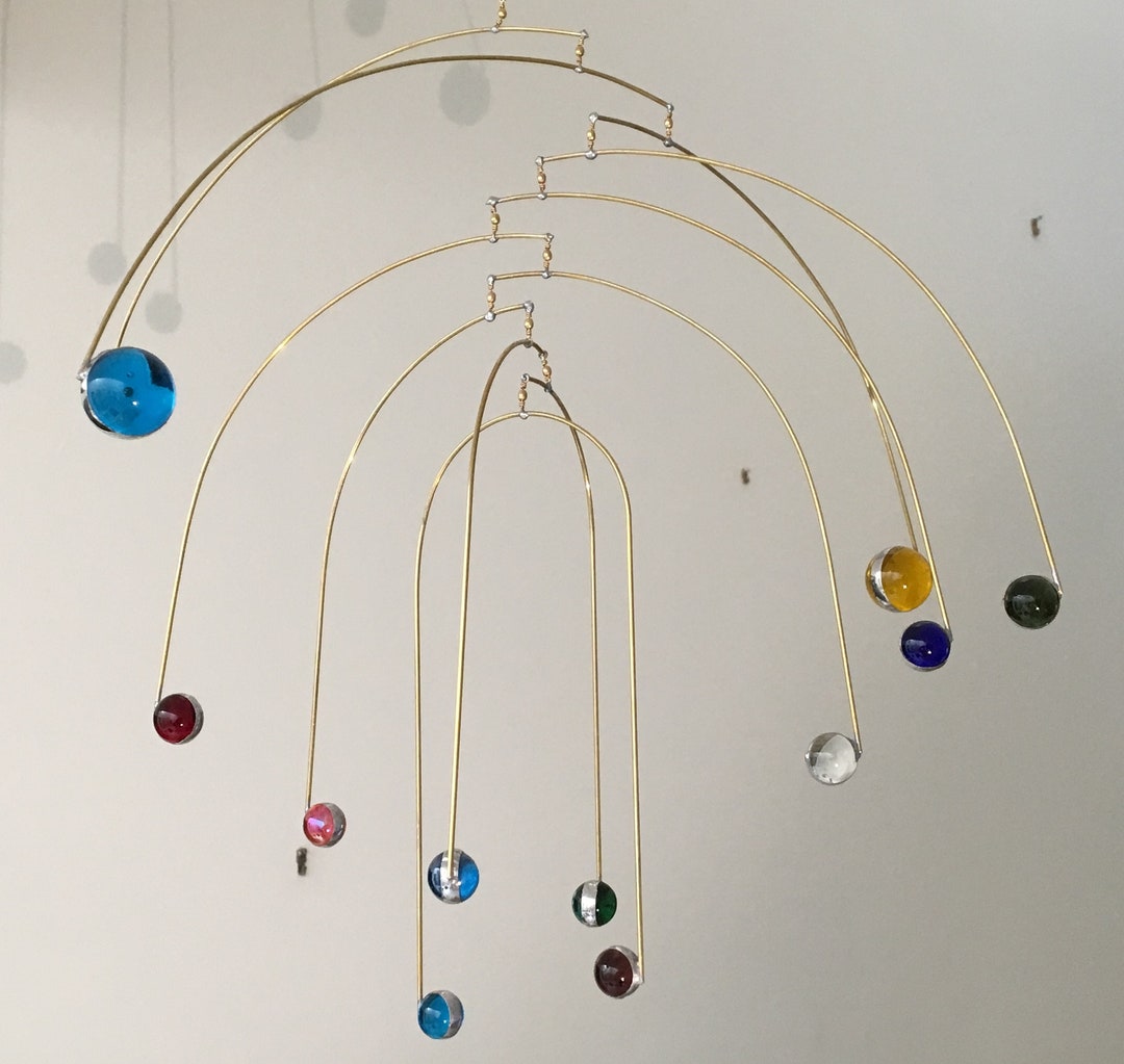 Modern Stained Glass Sphere Mobile - Waterfall Design - Etsy