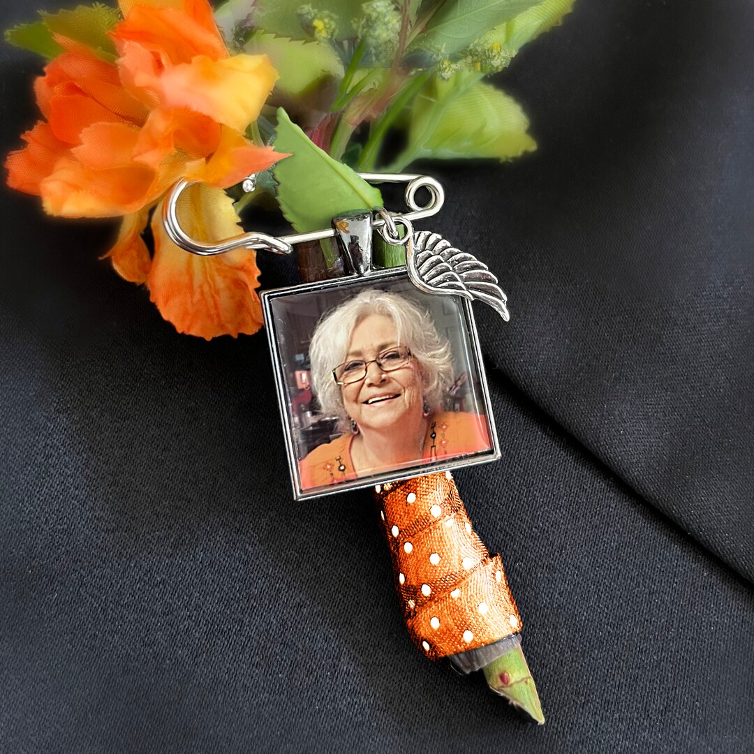 Boutonniere Memorial Photo Remembrance Pin-wedding Photo Memory Charm ...