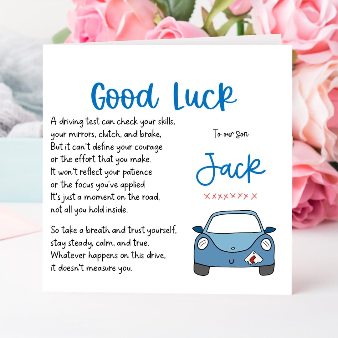 Personalised Driving Test Good Luck Card: Wish Bracelet Option - Etsy