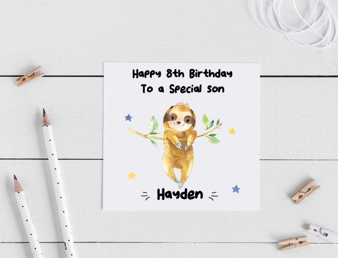Personalised Sloth Birthday Card Sister, Daughter, Son Wording Can Be ...
