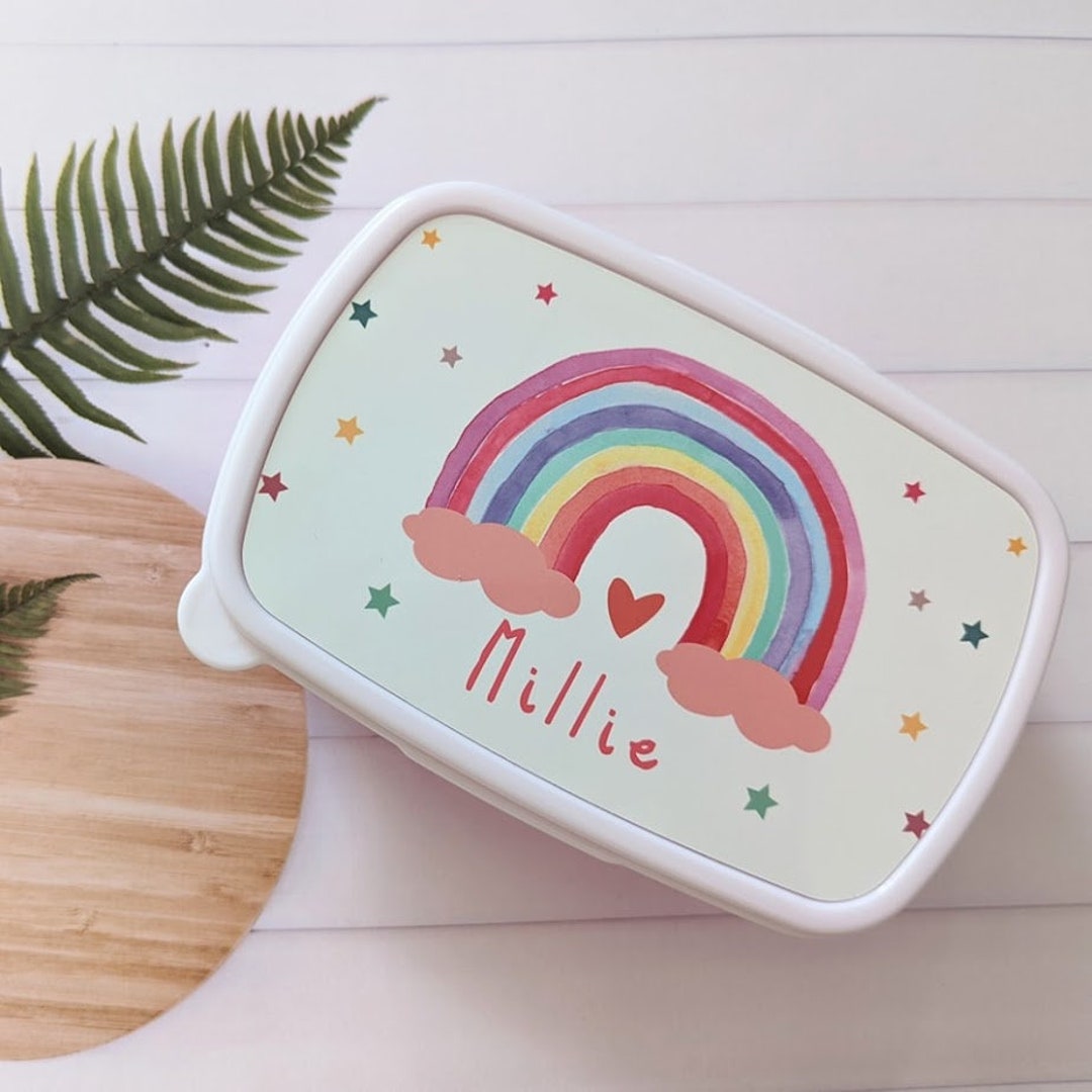 Personalised Rainbow Lunch Box: Kids Snack Container - Etsy UK