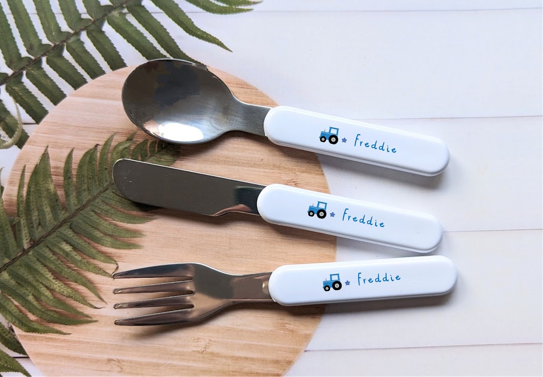 Personalised Tractor Cutlery Set: Custom Name Kids Utensils - Etsy