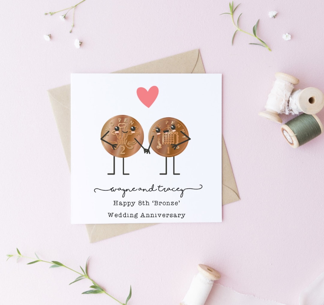 Personalised 8th Bronze Wedding Anniversary 8th Anniversary Husband Wife Can Also Be Made as 19th Anniversary Etsy