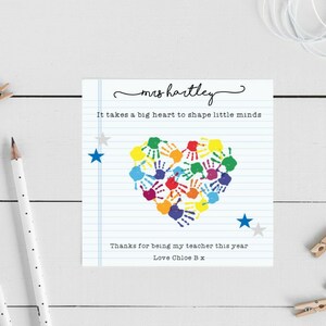 Personalised Thank You Teacher Card- Heart Teacher, Nursery, TA End of ...