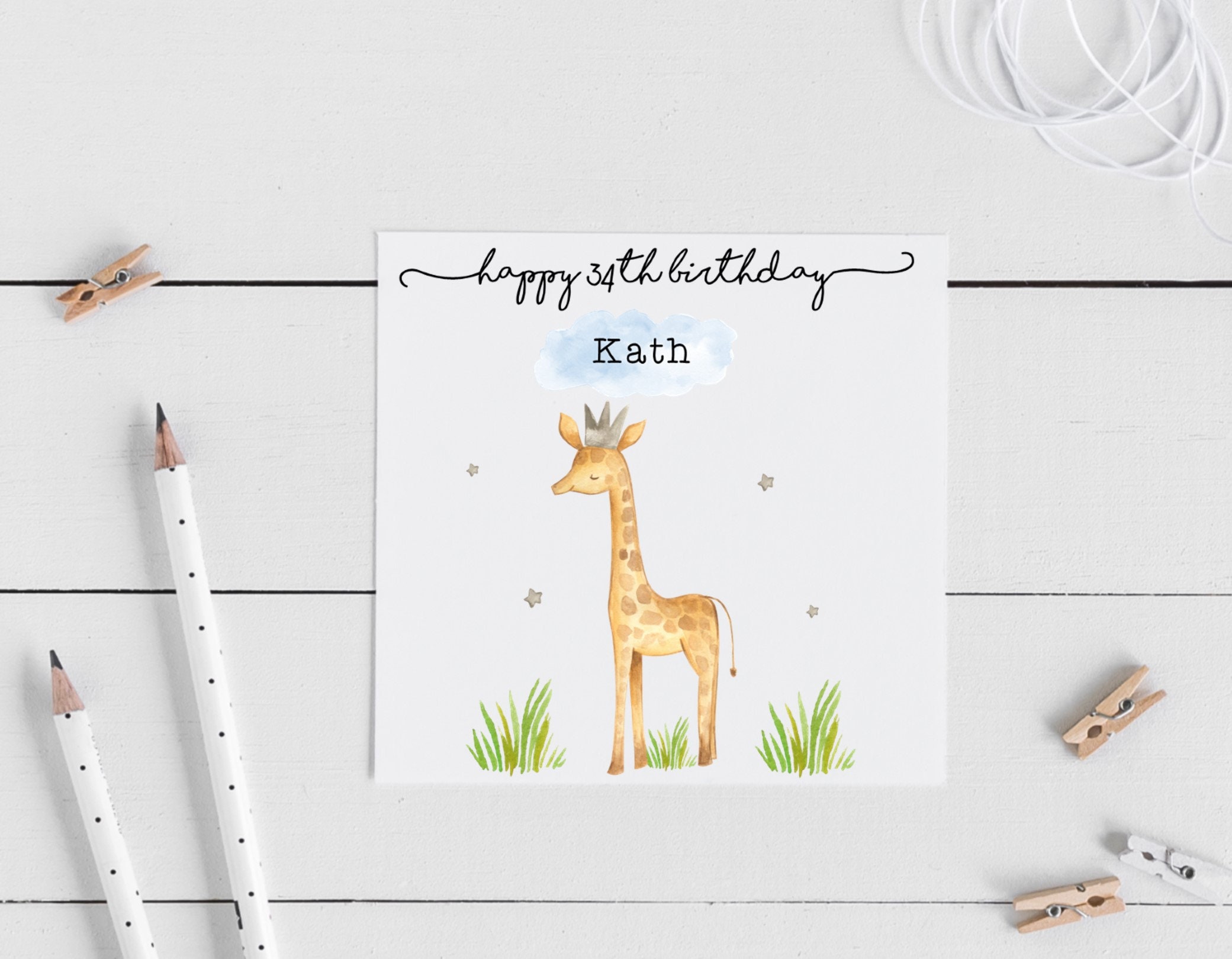 Personalised Giraffe Birthday Card Birthday daughter | Etsy