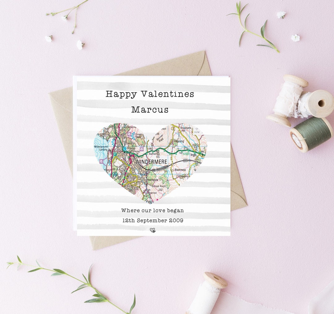 Personalised Special Location Card Map Valentines Card Husband, Wife ...