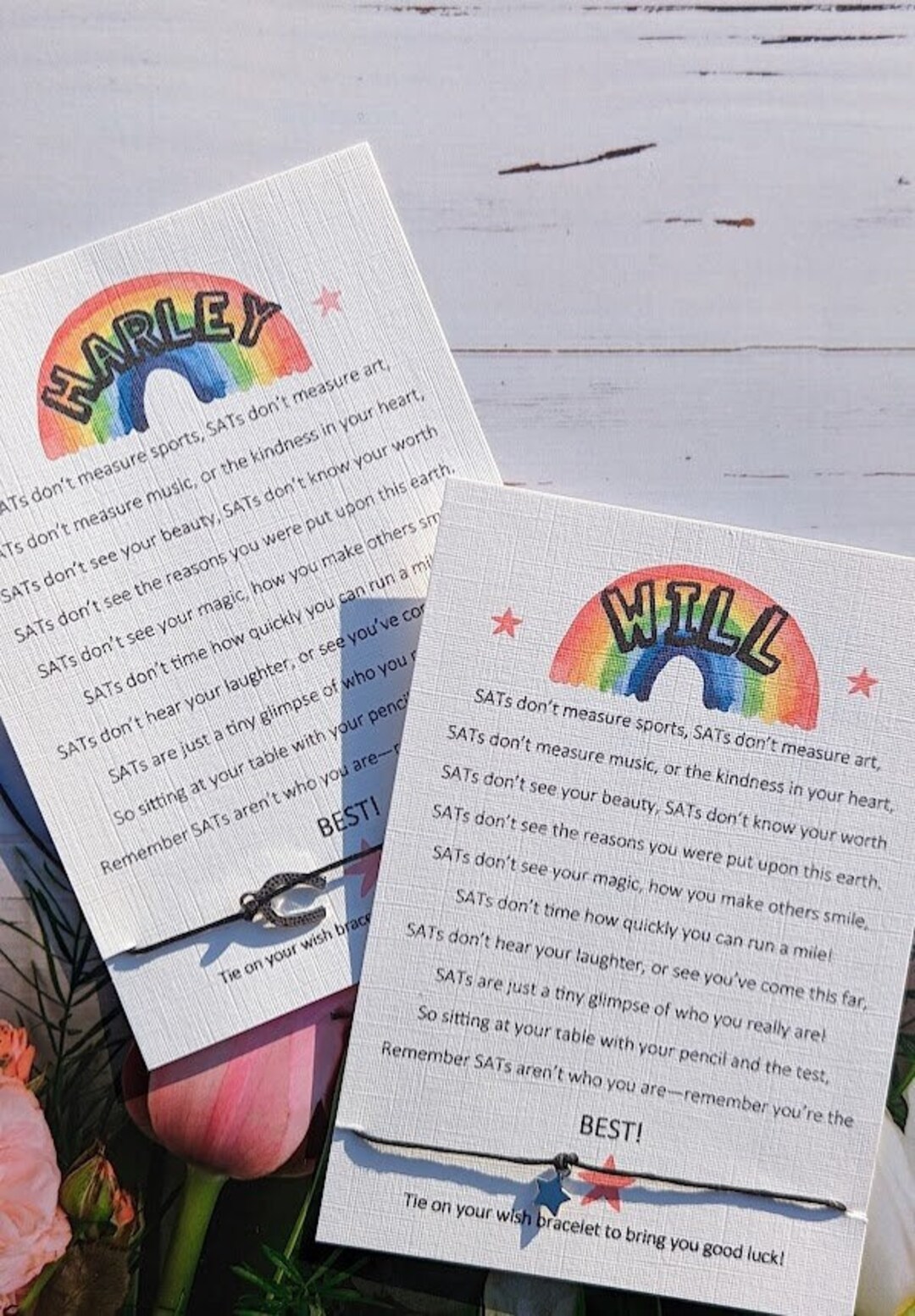 Personalised GCSE and Sats Good Luck Wish Bracelets Sats Don't Measure ...