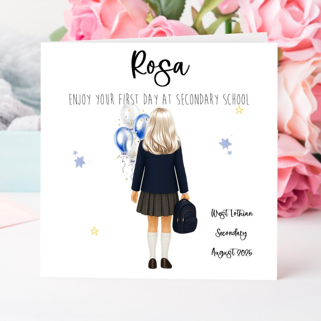 Personalised First Day of Secondary School Card: Custom Blazer Design ...