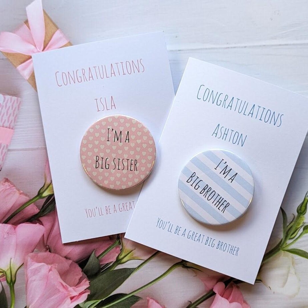 Personalised Big Brother/sister Badge Card: New Baby Announcement - Etsy