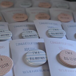 Personalised New Baby Big Brother/sister Badge Card - Etsy