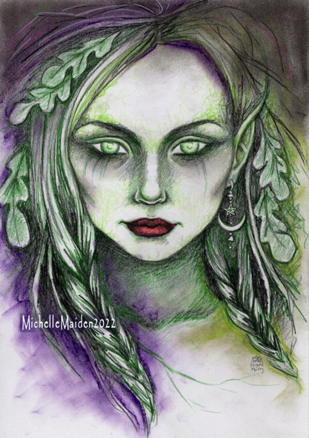 Dark Fey ORIGINAL Art, Wild Woman of the Woods, Nature Fairy, Mixed ...