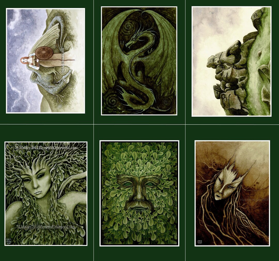 Nature Guardians HANDMADE CARDS Set of 6, Earth Nature Spirit Dragon ...