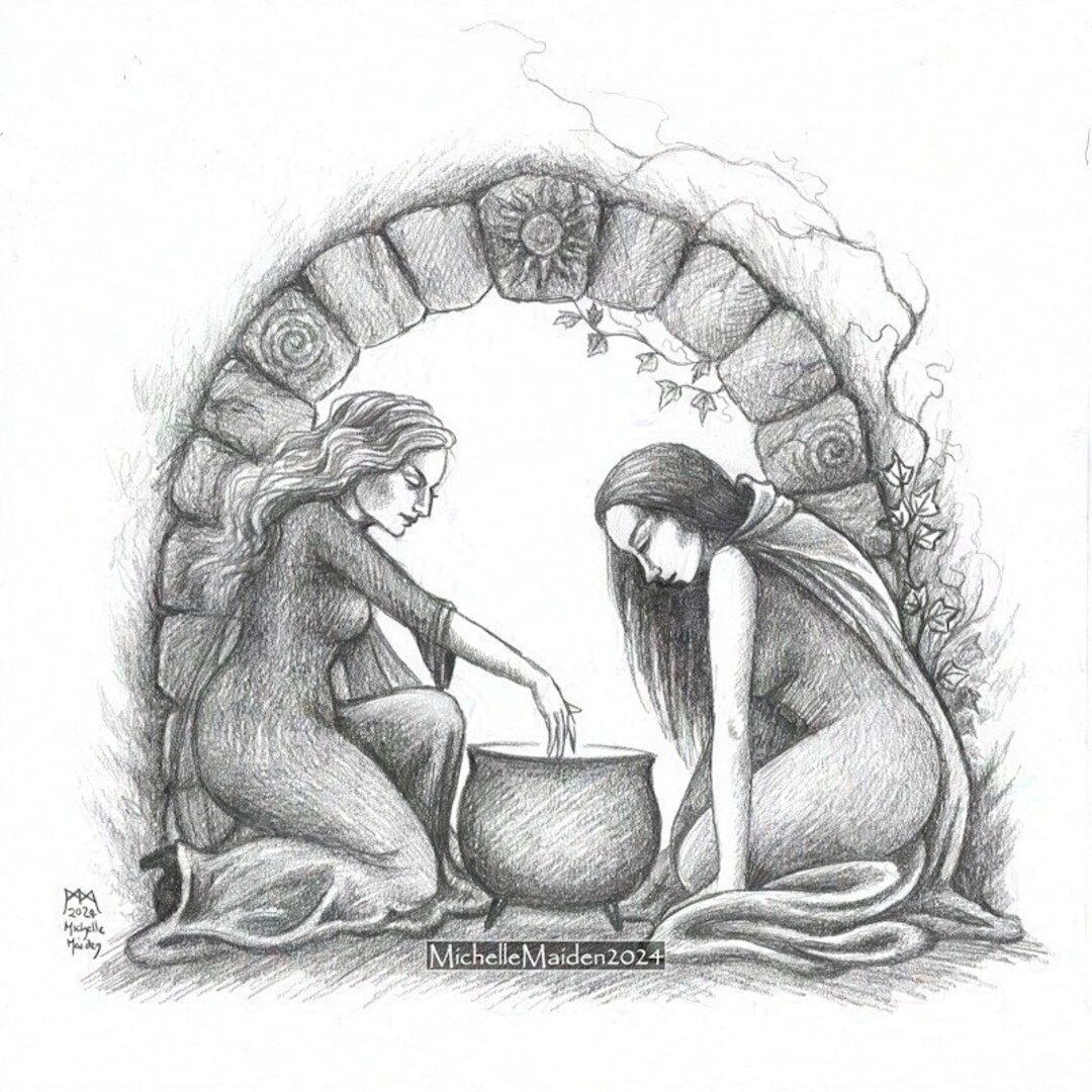 The Old Ways ORIGINAL DRAWING Witches Traditional Magic Coven Friends ...
