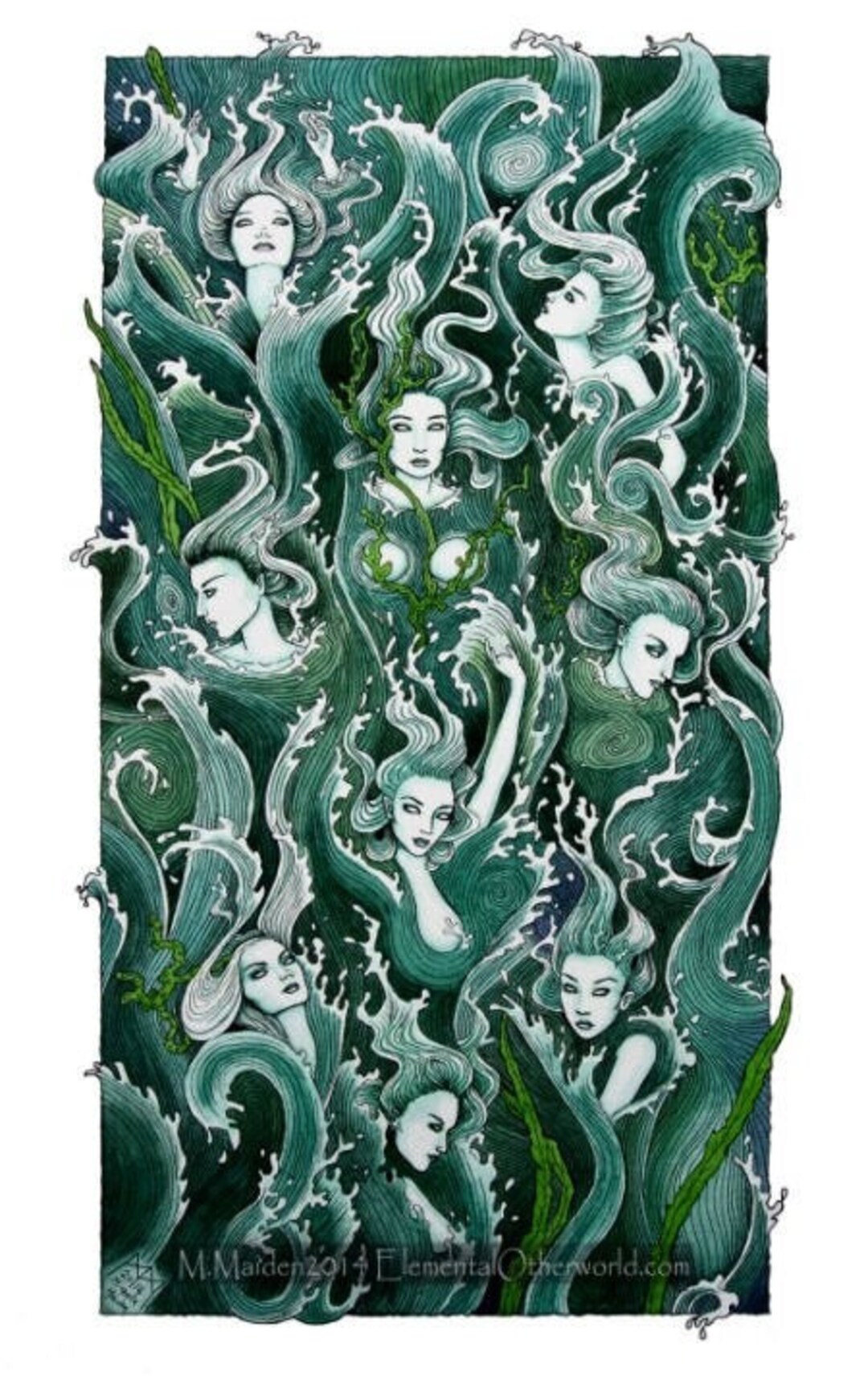 Norse Myth Wave Maidens PRINT, Viking Heathen Pagan Mythology, Ocean ...